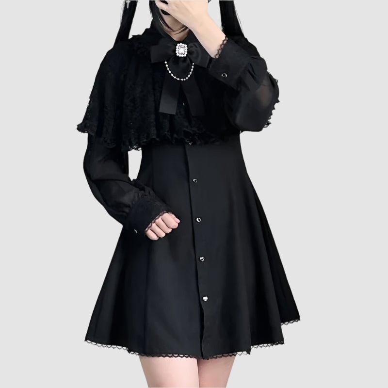 Gotische lolita jurk – zwart, kant, Victoriaanse stijl | Castle Gothic